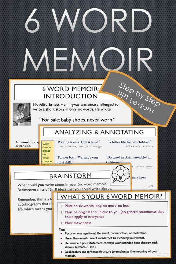 6 Word Memoir Examples | Visionary Publishers